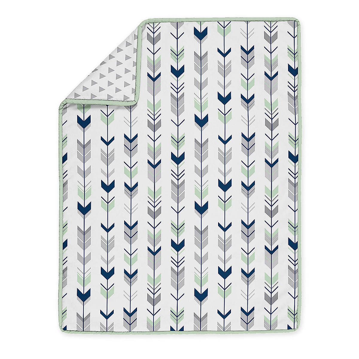Sweet Jojo Designs Grey, Navy Blue and Mint Woodland Arrow 4 Piece Baby Boy or Girl Crib Bed Bedding Set