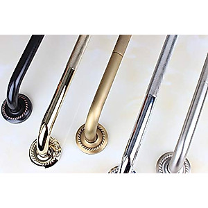 IMPEU Textured Shower Grab Bar, 12-Inch Bathroom Support Rails, Stylish Safety Armrest Hand Rail, Polished Brass/Gold Finish, Good for Senior, Kids, Elderly