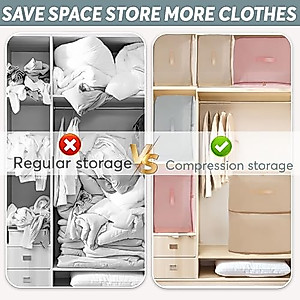 2 Pcs Ultra Space Saving Self Compression Organizer, Comforter Storage Bag, Moving Bag for Comforters, Clothes, Blankets, Bedding, College (X-Large, Gray)