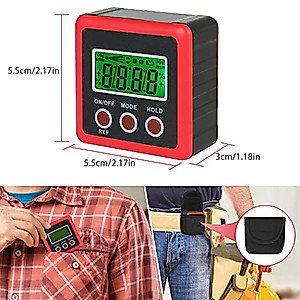 JUSTOOL Digital Angle Gauge Digital Inclinometer Level Box LCD Backlight Angle Finder Tool with Data Hold and Magnet Base Backlight for Carpentry, Building, Masonry, and Automobile