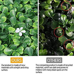 Topeakmart Artificial Boxwood Panels with Little White Flowers, Boxwood Greenery, Privacy Hedge Screen UV Protected for Home Garden Office Patio Wedding Parties Indoor Outdoor Wall Decor 20x20 6PCS