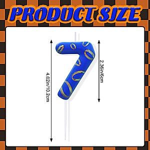 Conelist Number 7 Blue and Golden Rings Birthday Number Candle Blue Birthday Cake Topper Blue Themed Birthday Candle for Boys Girls Blue Theme Party Decor Supplies
