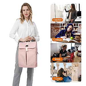 COTS Womens Backpack, Pink Laptop Backpack for Work Business Travel Backpack Fits 15.6 Inch Computer Fashion Casual Daypack Gifts for Women