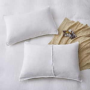 ATLINIA Bedding Duvet Cover Set Linen - 100% French Flax Washed Bed Sets Farmhouse Comforter Cover Set (1 Duvet Cover and 2 Pillow Shams) Queen Size White