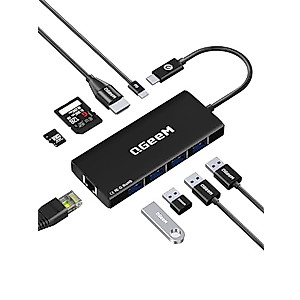 QGeeM USB C Hub Ethernet,9 in 1 USB Type C Hub HDMI Multi-Port Converter Adapter,100W Pd, USB 3.0,SD/TF Card Reader,Compatible for MacBook Pro Air Ipad HP Dell Lenovo Chromebook etc.-Gold