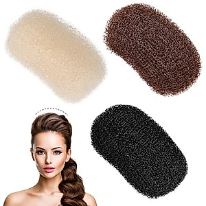 FRCOLOR Charming Volume Hair Inserts and Bump It Up Clips for Women - 3 Pack Hair Padding for Updos, Beehive Styles