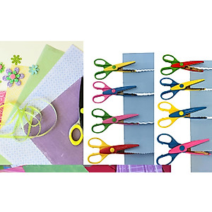 EXERZ Craft Scissors 8pcs, Edge Scissors with a Carrying Bag, 8 Patterns Zig Zag
