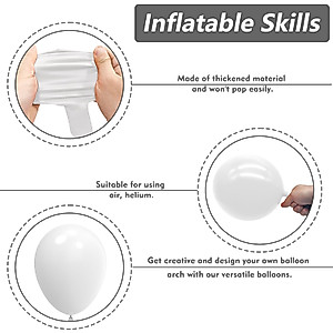 NISOCY White Balloons Arch Kit, 102PCS 18In 12In 10In 5In Arch Garland for Wedding, Bride Engagement, Festival Picnic, Birthday, White Theme Anniversary Christmas Decoration With 33FT Ribbon
