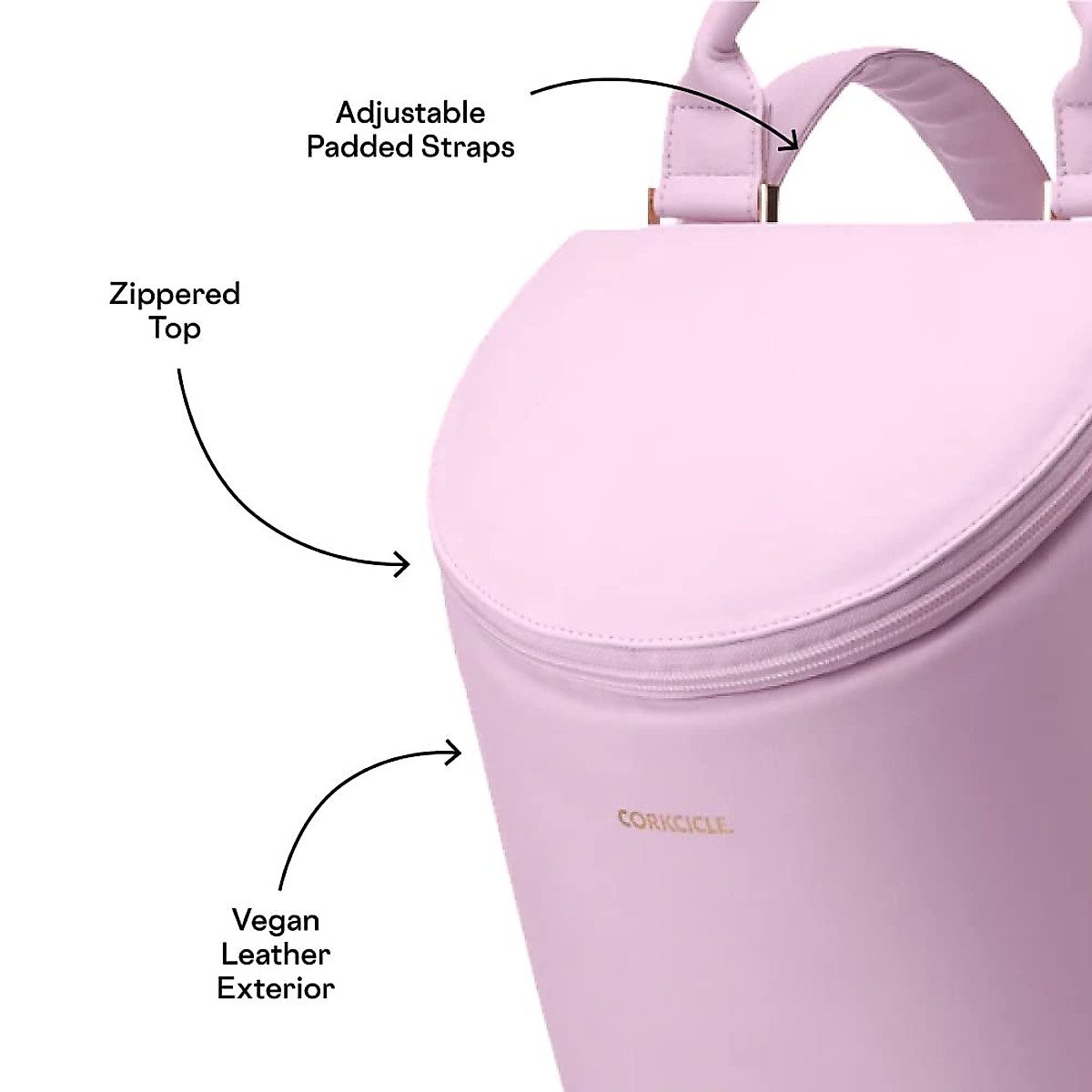 Corkcicle EOLA Soft Cooler Backpack, Rose Quartz, Waterproof and Leak Proof Insulated Bag, Perfect for Wine, Beer, and Ice Packs, Camping Cooler, Hiking Cooler, Beach Cooler
