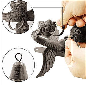 DreamsEden Wall Bell, Iron Dragon Sculpture Doorbell for Front Door Garden Farmhouse Wall Decor Art
