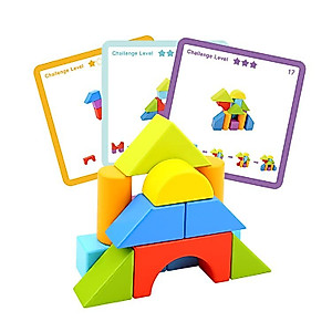 Cutie Pie Toys Blocks Stacking Game, 3D Puzzle and Problem Solving, 20 Pattern Activity Cards, 13 Shapes, for Toddlers & Preschoolers, Ages 1+