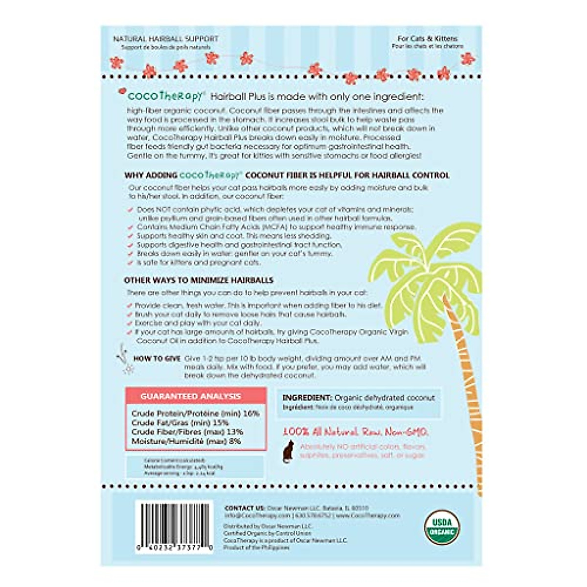 Cocotherapy Ctt-0014 Hairball Plus Fiber For Cats (1 Pouch), 7 Oz