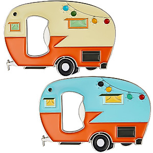 Bottle Openers Magnetic with Fridge Magnet Sticker Refrigerator Magnet Beer Bottle Openers, RV Caravan Camper Bottle Openers for Indoor Outdoor Picnic Home Kitchen Tools (Blue, Yellow,2 Pieces)
