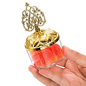 Mezchi 24 Pack Clear Favor Boxes with Gold Dome Lids, Plastic Dome Shaped Wedding Party Favor Candy Box, Decorative Candy Storage Containers for Chocolate, Cakes, Desserts, Snacks, Macaroons…