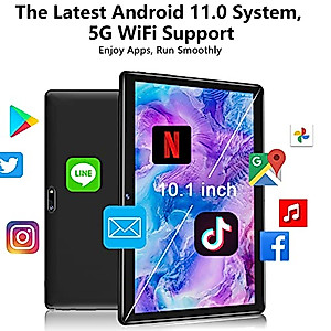 2023 Newest Tablet 10 Inch, Android 11 Tablet Newest Quad-core Processor, 2 in 1 Tablet with Keyboard, 64GB ROM + 4GB RAM Storage, 128GB Expandable, 5G WiFi, Bluetooth, GPS, 1280 * 800 HD Display