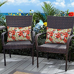 Pyonic Outdoor Pillows Cover Pack of 2 Floral Waterproof Throw Pillow Covers 12X20 inch Outdoor Lumbar Pillows for Patio Furniture Garden Outdoor Waterproof Throw Pillows