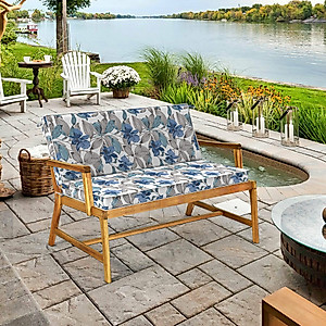 DYTXIII Patio Outdoor Cushion Cover Slip Cover W45 x D18 x H3 Inch with Zipper for Bench Loveseat Furniture, UV Protection Cushion Covers Replacement Covers 1 Pack, Clemens Blue (Covers ONLY)