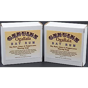 Two (2) of Genuine Ogallala Bay Rum, Bay Rum-Limes & Peppercorns Shaving Soap - Each Puck 4.5 oz