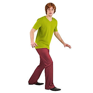 Scooby Doo Shaggy Costume for Men - Green Shirt and Maroon Pants - Hippie Detective Outfit for Halloween
