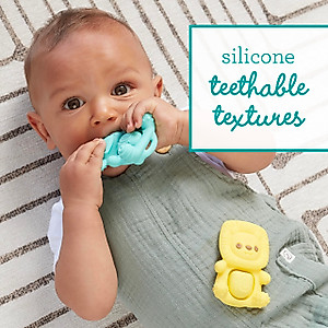 Infantino Teethimal Pop Pals - Elephant & Lion Sensory Popper Toy with Soothing Teething Textures for Infants & Toddlers, 6M+