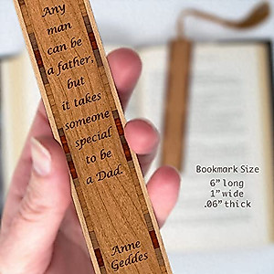 Father Quote by Anne Geddes - Engraved Wooden Bookmark with Tassel - Made in USA - Also Available Personalized
