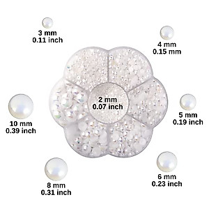 Articyard 5700 Half Pearls for Crafts - Flatback Pearls/Jewels Pearls for DIY Accessory, Art and Fashion Projects - Neatly Organized Craft Pearls for Artists and Creative People (AB White)