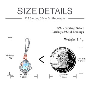 Moonstone Butterfly Earrings for Women 925 Sterling Silver Butterfly Rose Leverback Earrings Filigree Dangle Earrings Moonstone Jewelry Mothers Day Birthday Gifts for Mom