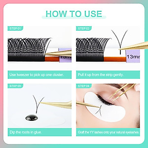 NAGARAKU yy Eyelash Extensions Supplies y lash 0.05mm D curl Mix Tray 8-15mm Premade 4D Easy Fan Russian Volume Cluster Faux Mink Matte 12 rows pre Fanned Wispies Crisscross Eye Lashes