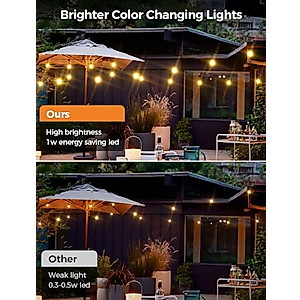 XMCOSY+ Patio Lights, 49Ft Smart Outdoor String Lights RGBW, 15 LED Bulbs, APP & WiFi Control, Compatible with Alexa, IP65 Waterproof String Lights for Outside, Color Changing Outdoor Patio Lights