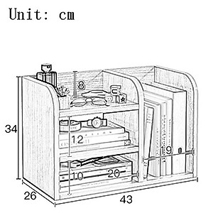 Divide-Grid Bookshelf Magazine Rack Partition Shelf Stratification Storage Rack Desktop Office Desk Home 43X26X34CM MUMUJIN