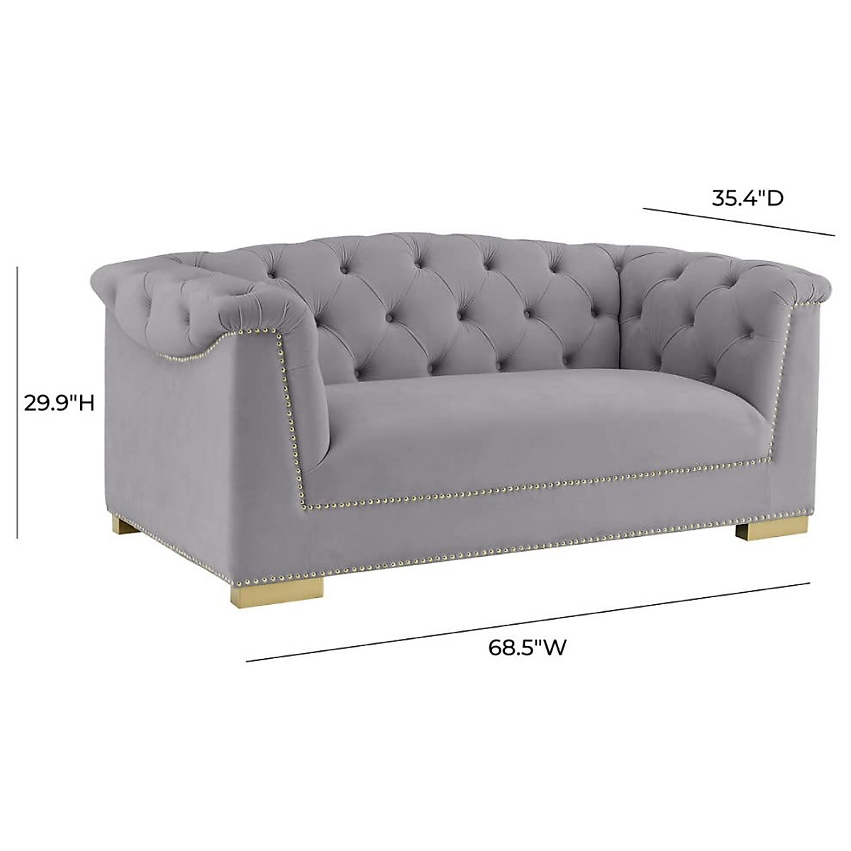 TOV Furniture Farah Grey Velvet Loveseat