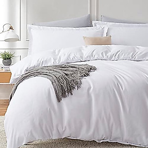 Hearth & Harbor Twin Duvet Cover Set - Soft White Duvet Cover Twin, Double Brushed Twin/Twin XL Duvet Cover 2 Piece with Button Closure, 1 Twin Size Duvet Cover 68x90 inches and 1 Pillow Sham