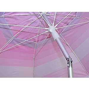 DestinationGear 7 ft Wide Striped Pink Beach Umbrella with Travel Bag
