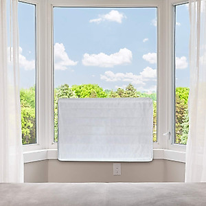 Mudder 2 Pieces Window Air Conditioner Cover Waterproof Adjustable Winter Window AC Cover Indoor Outdoor Windproof with Elastic Straps for Bottom Covered Outside Unit