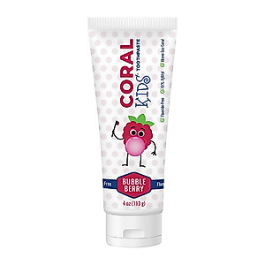 Coral White Kids Bubble Berry Fluoride Free Toothpaste - 4 Ounces (1 Pack)