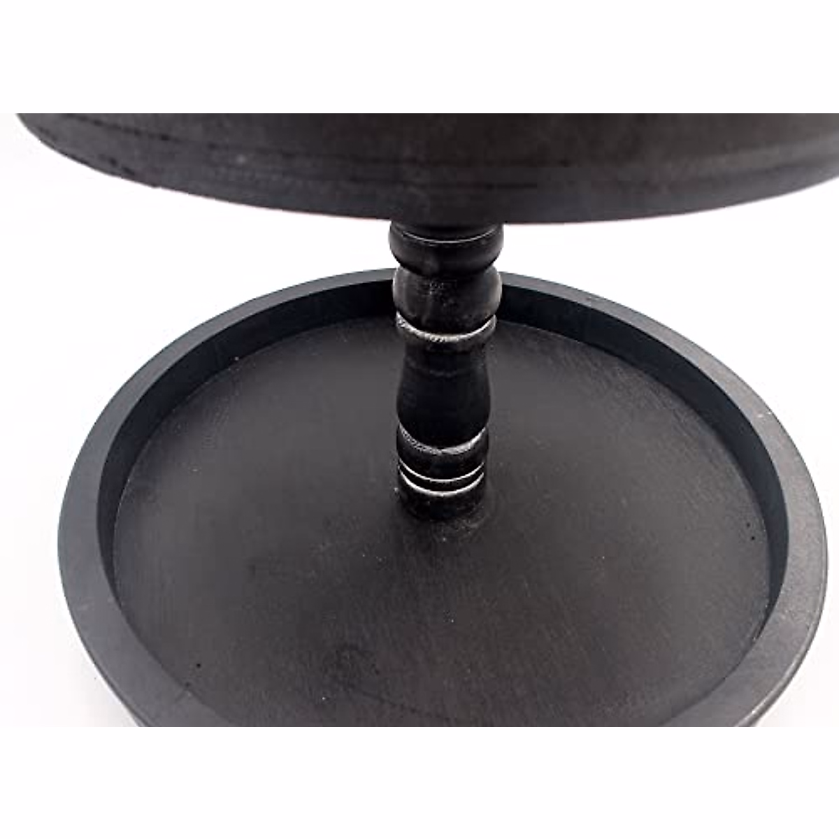 Funly mee Distressed Rustic Black Wood Two-Tier Tray with Metal Handle,Decorative Organizer for Kitchen Counter Top, Dining Room Table(Black)