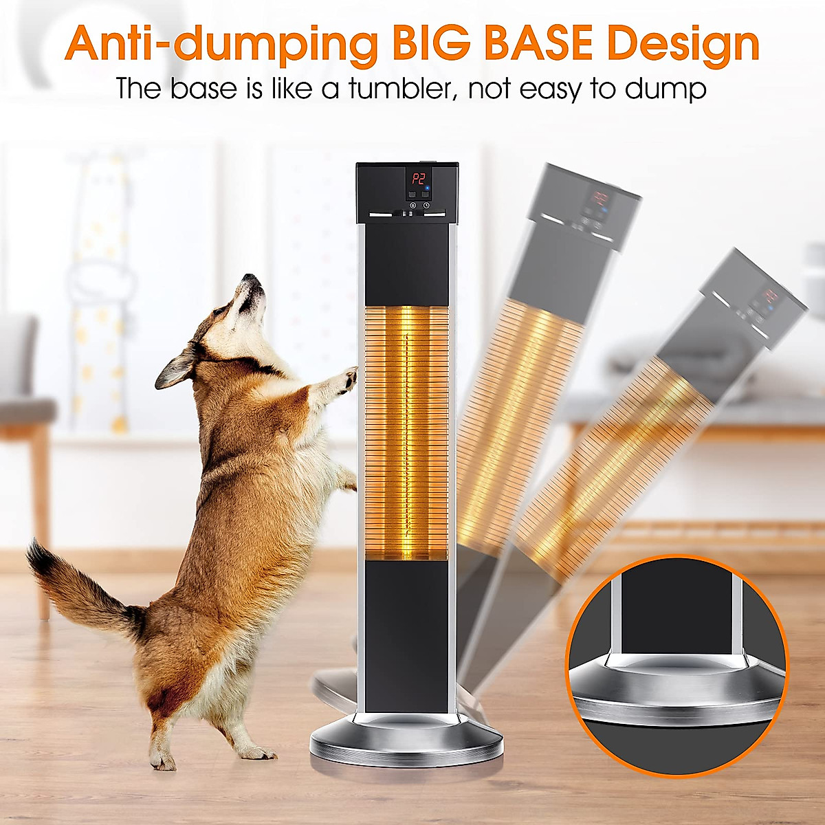 Space Heater for Indoor Use Large Room - Air Choice 1500W Room Heater with 3S Quick Heating/Safe Infrared Heater with 3 Modes/Super Quiet Portable Heater Garage, Electric Outdoor Heaters for Patio