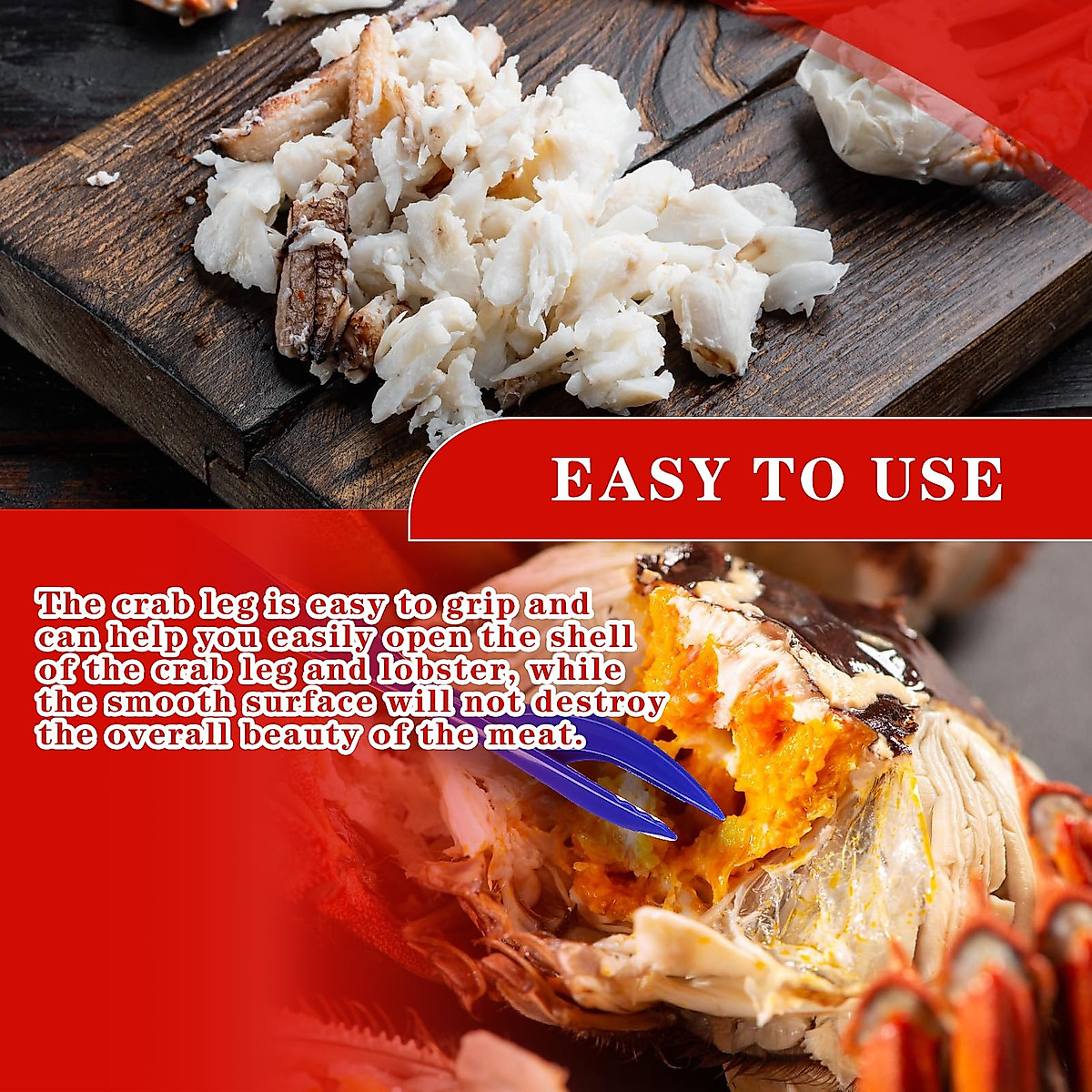 Mabor 6PCS Crab Legs Crackers,Lobster Crab Sheller Crackers Picks Tools for Eating Seafood Easy Opener Shellfish Picks Knife