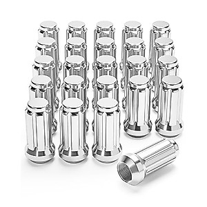 M14x1.5 Spline Lug Nuts with Cone Seat, Chrome Plated Wheel Lug Nuts Compatible with Chevrolet Silverado Suburban 1500 Ford Expedition F-150 Ram 1500& More, Set of 24