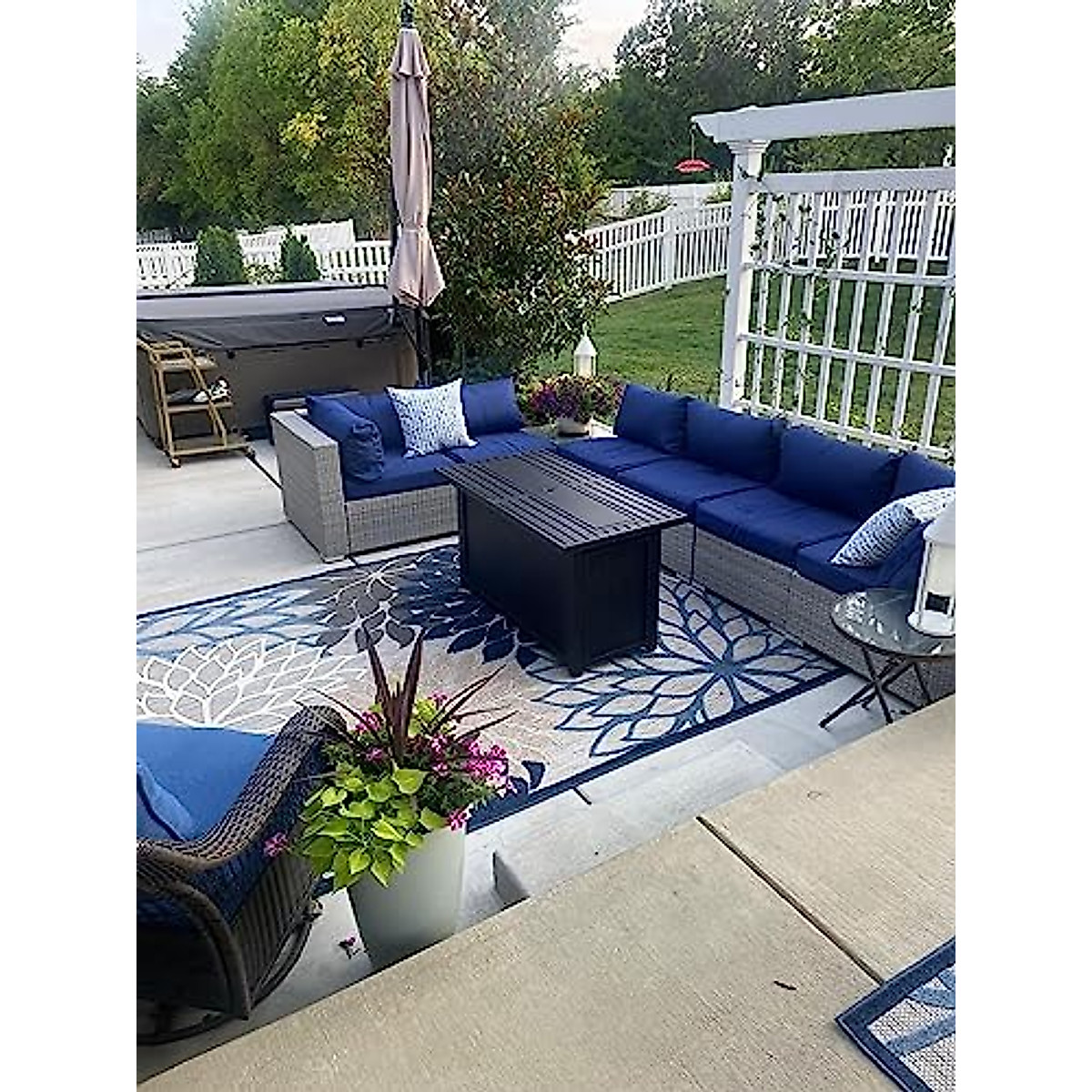 Sqodok Patio Cushion Covers Outdoor Cushions Cover Replacement for 7Pieces 6-Seater Outdoor Furniture Sofa Waterproof 14Pack Cushion Slipcovers Set for Sectional Wicker Seat and Back, Blue