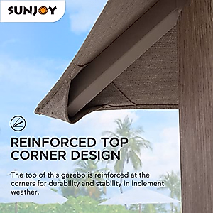 Sunjoy 11 ft. x 13 ft. Gazebo with Sunbrella Shade Fabric Canopy Roof, Outdoor Patio Steel Frame 2-Tier Soft Top Gazebo with All Aluminum Posts,5 Years Non-Fading