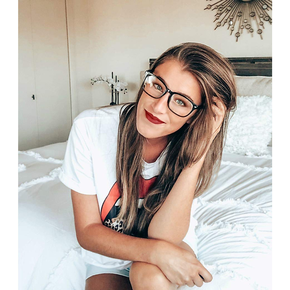 WOWSUN Unisex Stylish Nerd Non-prescription Glasses Clear Lens Eyeglasses Fashion Nerd Glasses Frames Fake Eye Glasses (2 PACK Leopard Black Frame)