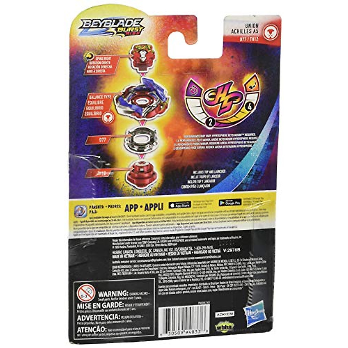 BEYBLADE Burst Rise Hypersphere Union Achilles A5 Starter Pack - Balance Type Battling Top Toy and Right/Left-Spin Launcher, Ages 8 and Up