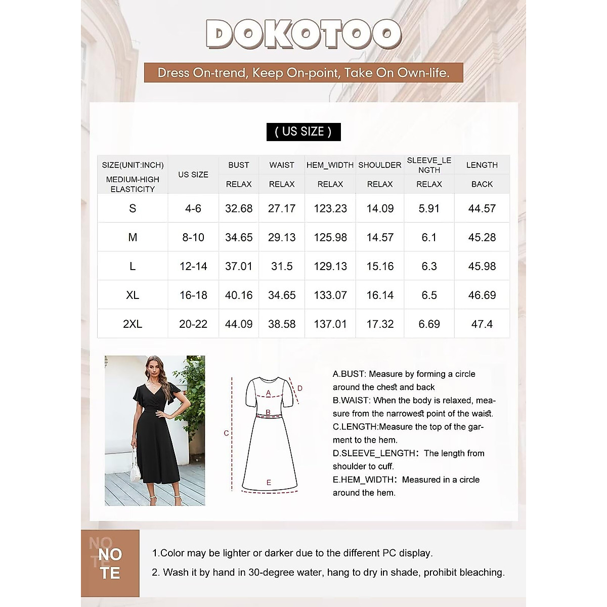 Dokotoo Women's Formal Dresses Midi V-Neck Floral Fashion 2024 Party Wedding Guest Dress Valentines Dress for Women Apricot L