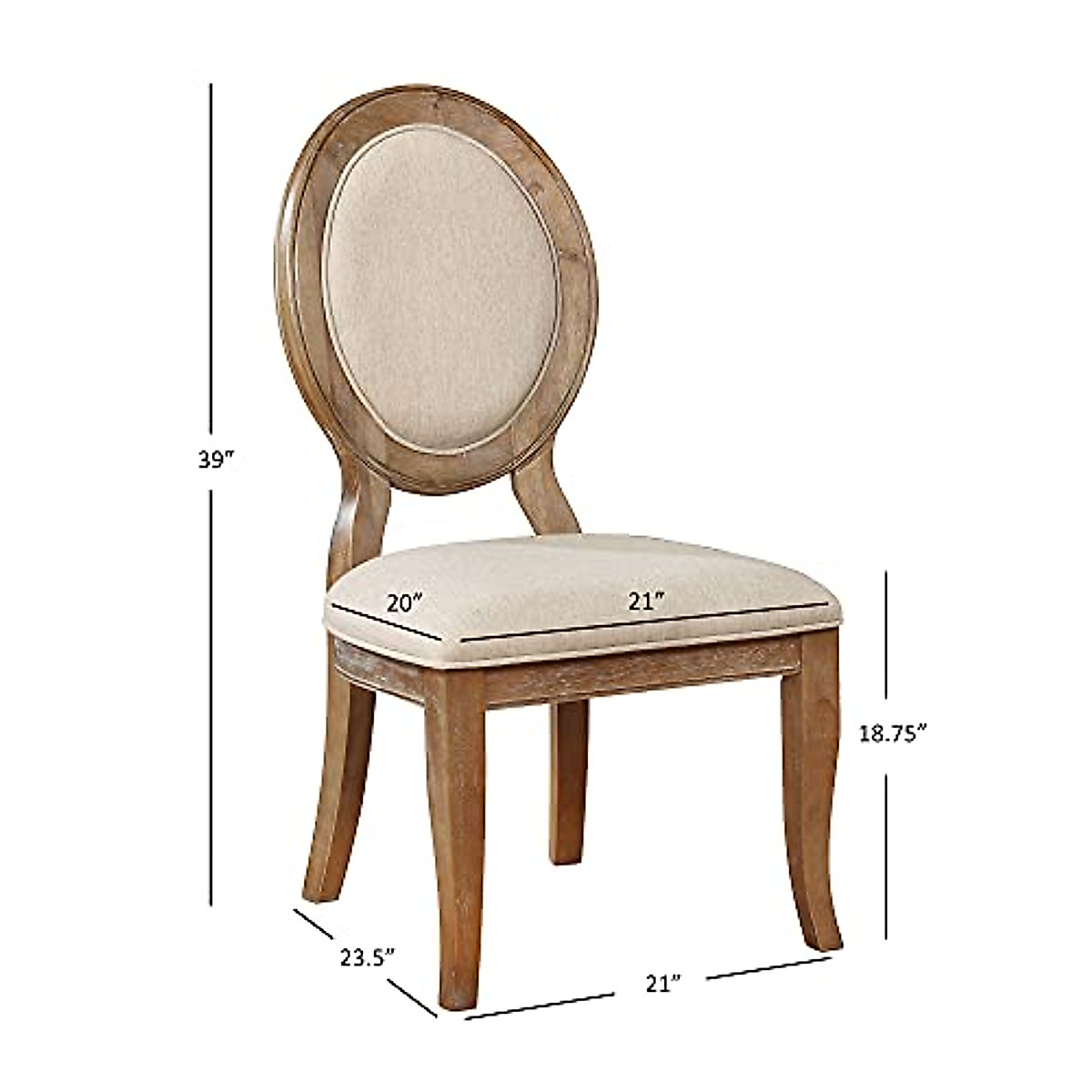 Powell Furniture Lenoir Side Dining Chair, Wire-brushed oak