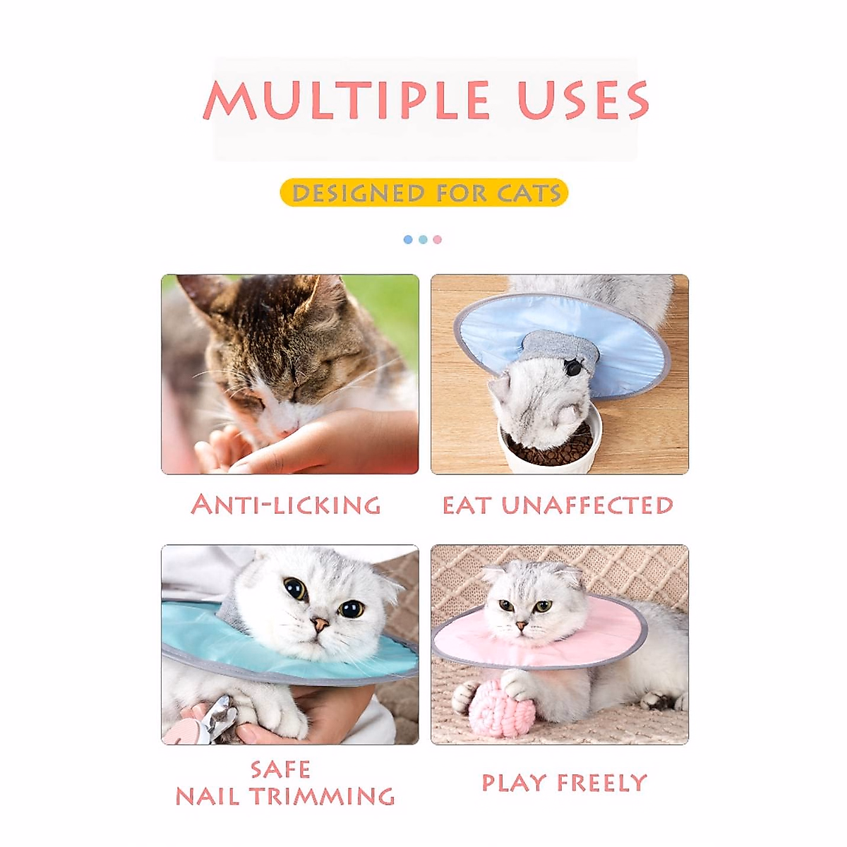 BECHANMIG Cat Recovery Collar Pet Cone Collar After Surgery Protective Cotton Cone, Adjustable Cat E Collar, Surgery Recovery Elizabethan Collars for Kitten and Cats, Green L