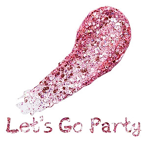 Go Ho Pink Face Body Glitter,Singer Concerts Pink Face Paint Glitter Makeup,Holographic Chunky Sequins Glitters for Eye Lip Hair Nails,Festival Glitter Rave Accessories,03 Pink Glitter 52g