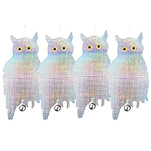 Patio Eden 4 Pack Bird Deterrent Scare Owls - Effective Hanging Bird Control Repellent