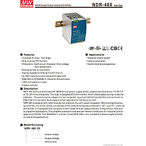MEAN WELL MW NDR-480-48 48V 10A DIN Rail Power Supplies