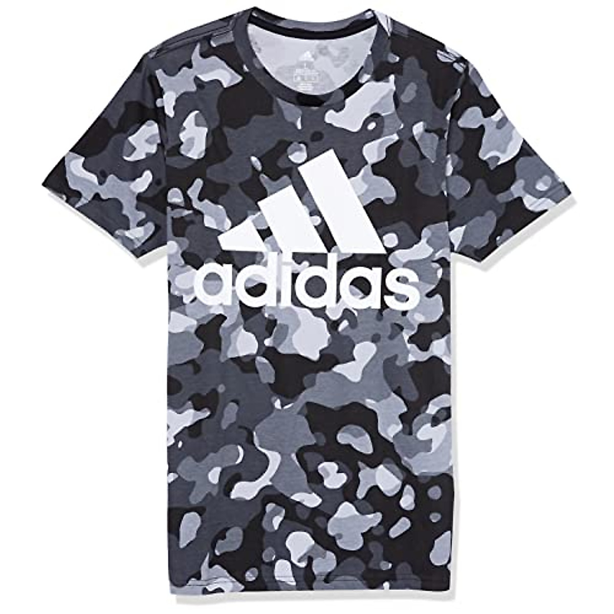 adidas Boys' Core-camo All Over Print Short Sleeve Tee (Big Kids), Black, X-Large (18/20)